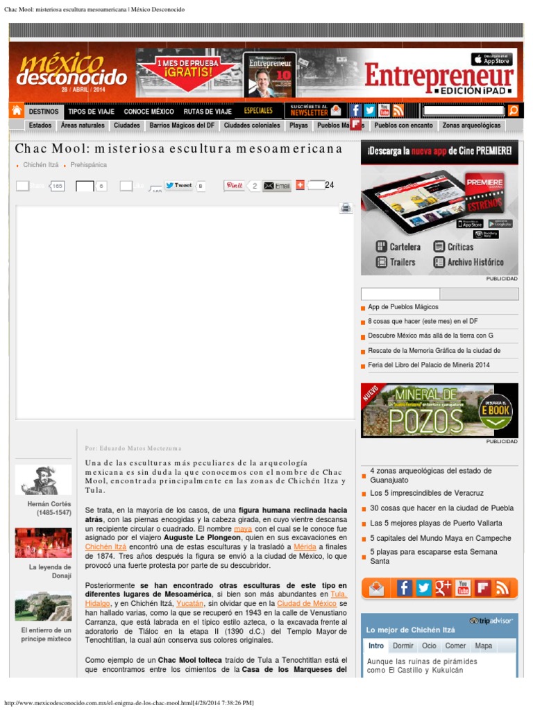 Chac Mool - Misteriosa Escultura Mesoamericana - México Desconocido ...