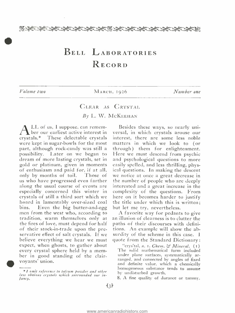 Bell Laboratories Record 1926 03 | PDF