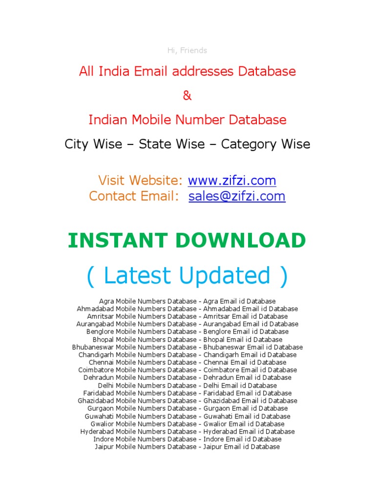 Email ID Database in India-Email Addresses List Online-s1 | Textiles ...