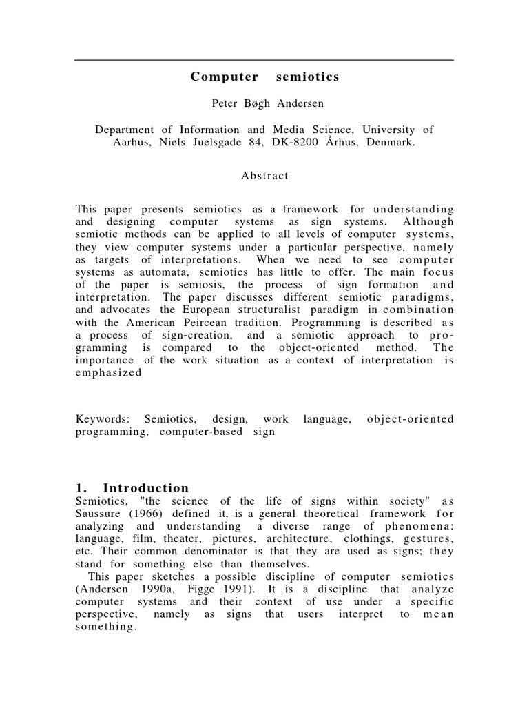 Computer Semiotics Framework | PDF | Linguistics | Semiotics