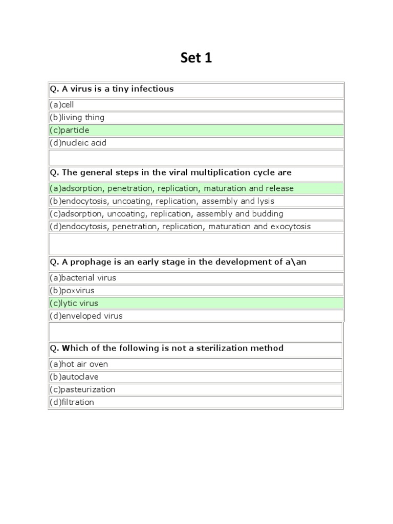 Microbiology Multiple Choice Questions | PDF | Virus | Bacteria