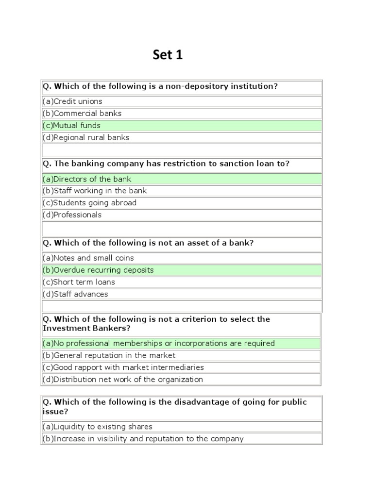 Fundamentals of Banking Multiple Choice Question (GuruKpo) | PDF ...