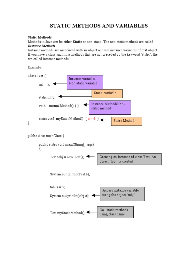Static Methods and Variables | PDF | Method (Computer Programming ...