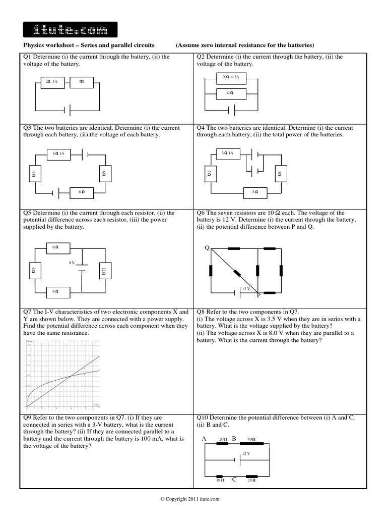 Series Circuit Worksheet Physics Series Circuits Electricity KS3