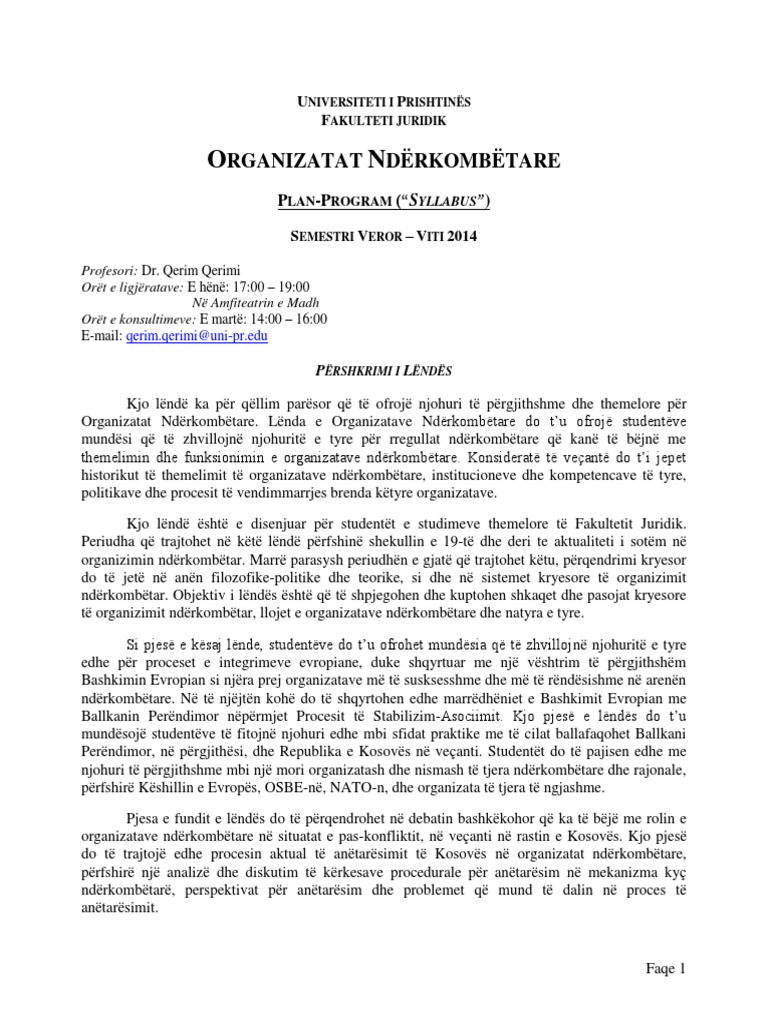 Plan-Programi - Organizatat Nderkombetare - 2014 | PDF