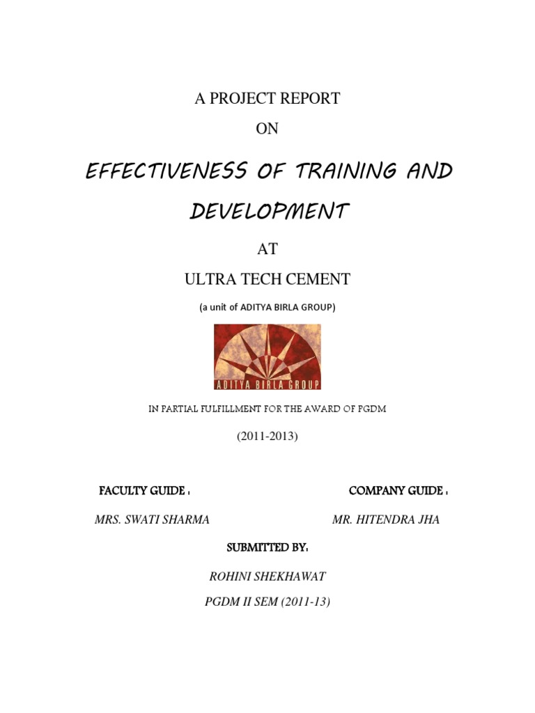 Effectiveness of Training and Development: A Project Report ON | PDF ...