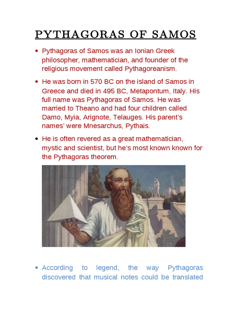 Maths-Pythagoras of Samos | PDF