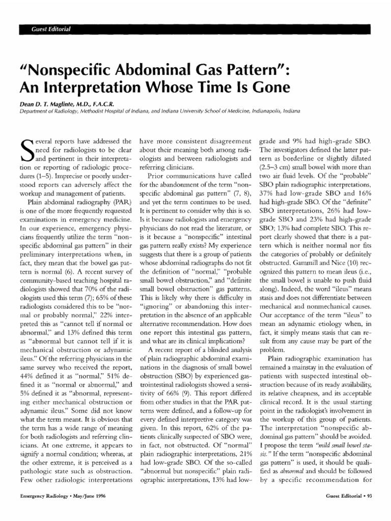 "Nonspecific Abdominal Gas Pattern" - An Interpretation Whose Time Is ...