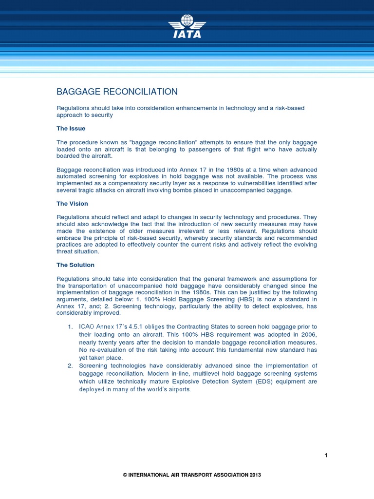 Baggage Reconciliation | PDF | Baggage | Airport