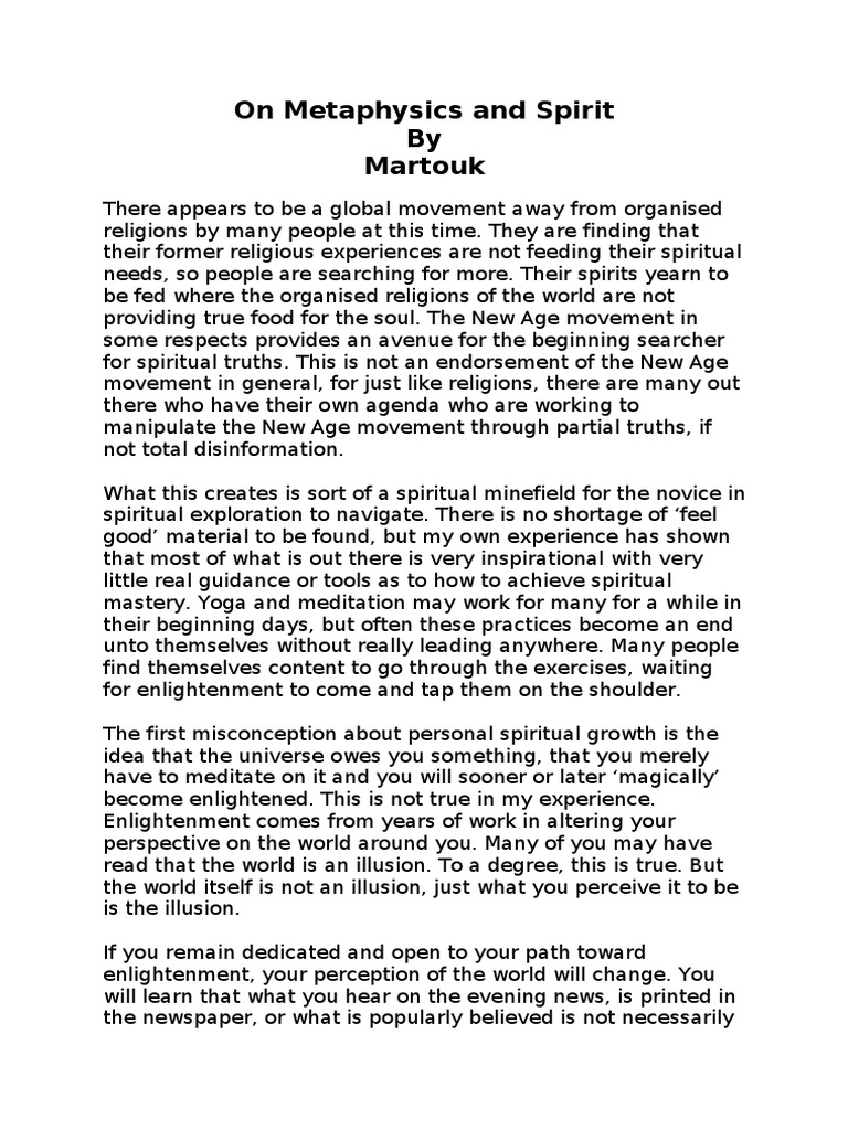 Metaphysics & Spirit | PDF | New Age | Spirituality