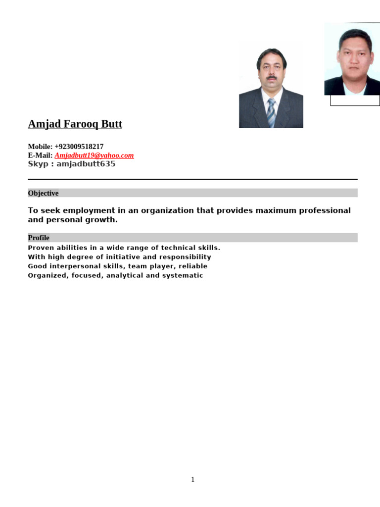 CV Amjad Butt | PDF | Medicine | Clinical Medicine