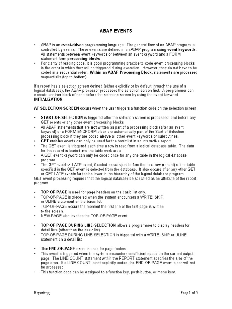 ABAP Events | Download Free PDF | Computing | Computer Programming