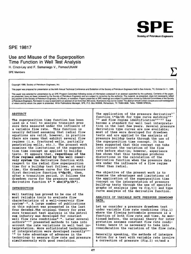 SPE 19817 Use and Misuse of The Superposition Time Function in Well ...