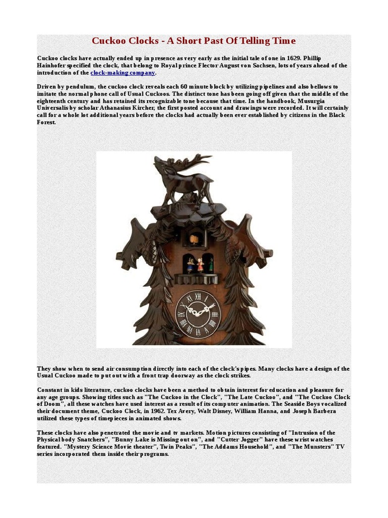 Cuckoo Clocks - A Short Past of Telling Time | PDF | Clock | Horology
