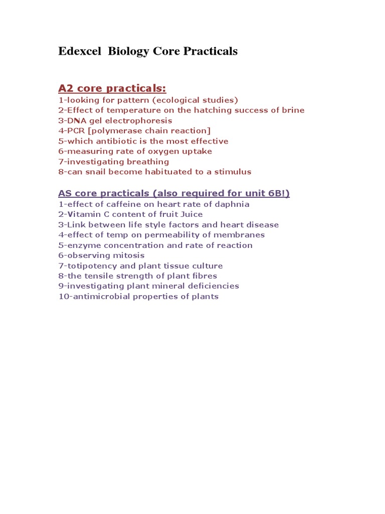 Edexcel Bio Core Practicals! | PDF