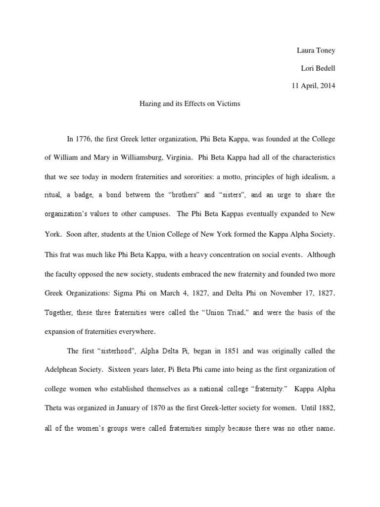 Issue Brief: Hazing and Its Effects On Victims | PDF | Fraternities And ...