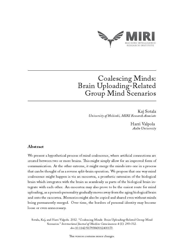 Coalescing Minds: Brain Uploading-Related Group Mind Scenarios | PDF | Neocortex | Mind