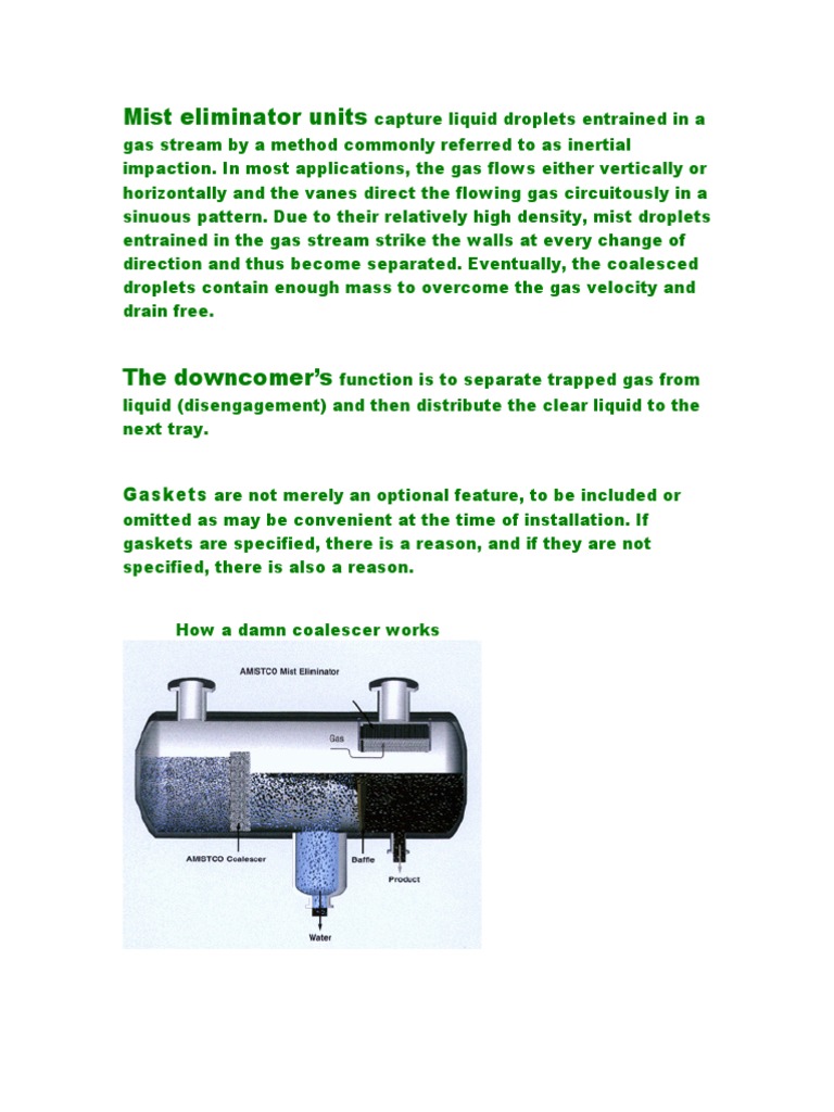 Mist Eliminator Units: Gaskets | Download Free PDF | Liquids | Flow ...
