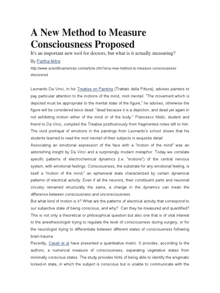 New Tool Measures Consciousness But What Does It Really Show | PDF ...