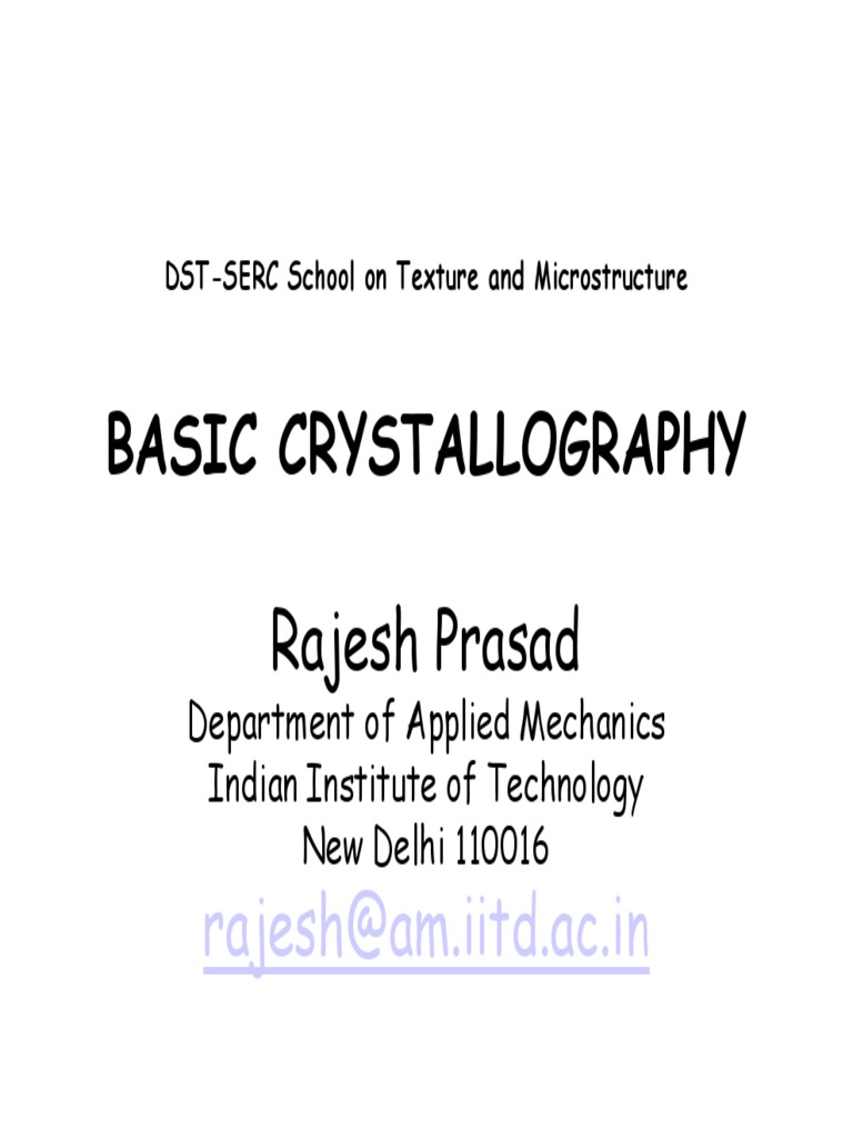 Basic Crystallography | PDF | Crystal Structure | Chemical Product ...