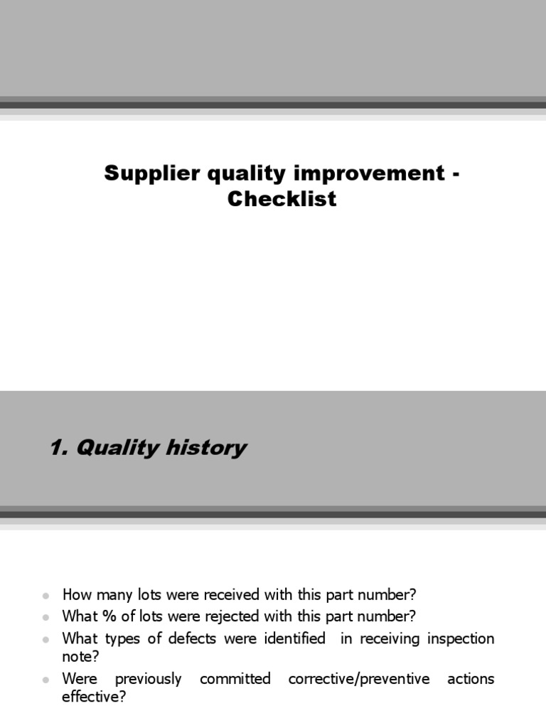Supplier Quality Improvement - Checklist | Download Free PDF ...