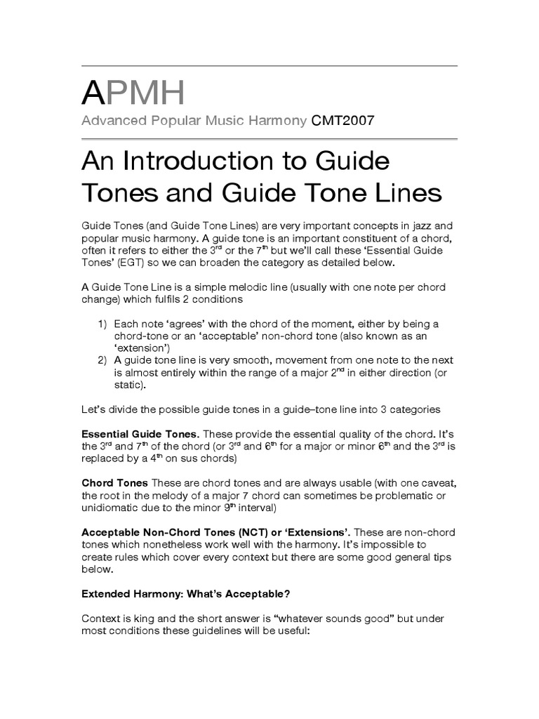 An Introduction To Guide Tones and Guide Tone Lines | PDF | Chord ...