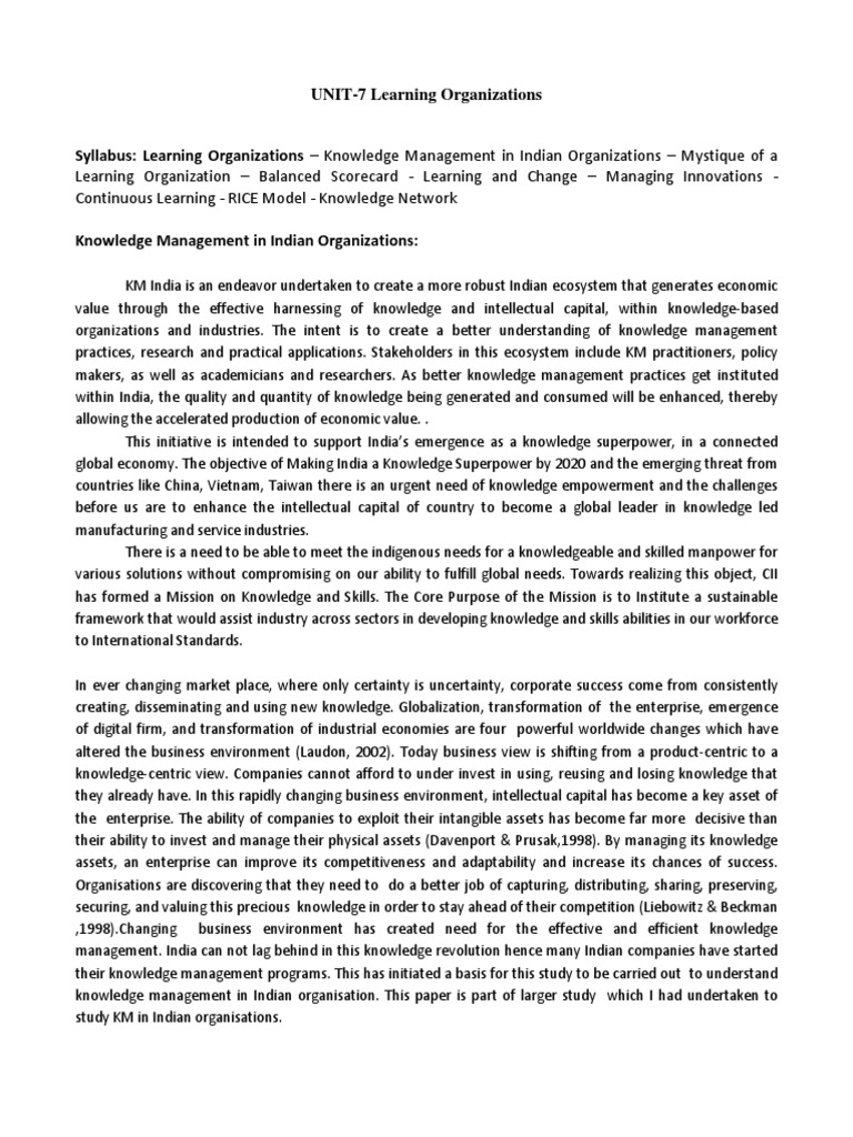 Learning Organization - Balanced Scorecard - Learning and Change ...