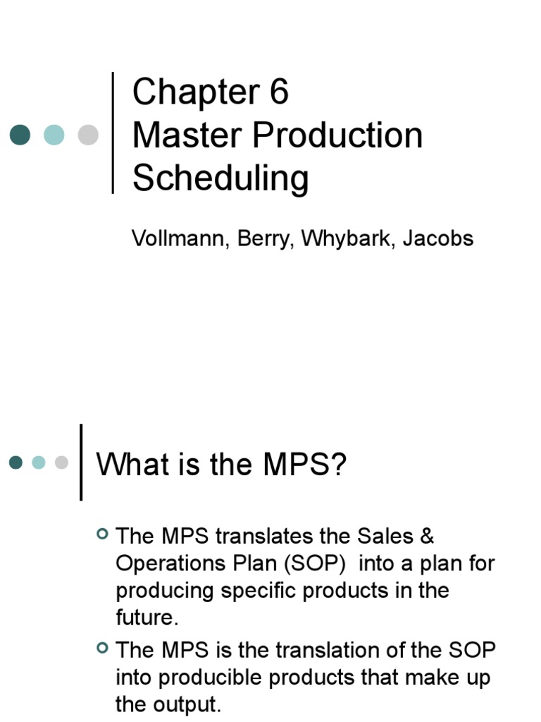Chapter 6 Master Production Scheduling | PDF | Supply Chain Management ...