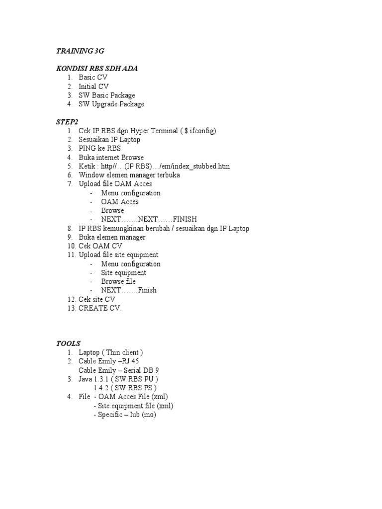 3G RBS Setup and Configuration Guide | PDF | Business