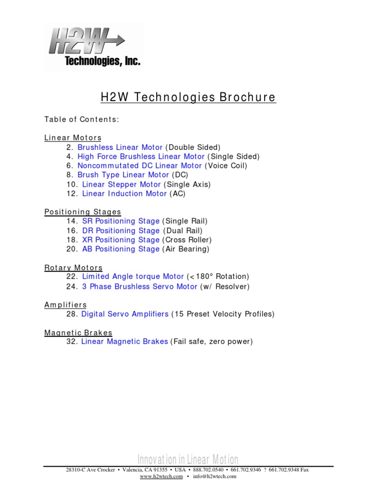 H2W Technologies Brochure | Download Free PDF | Inductor | Servomechanism