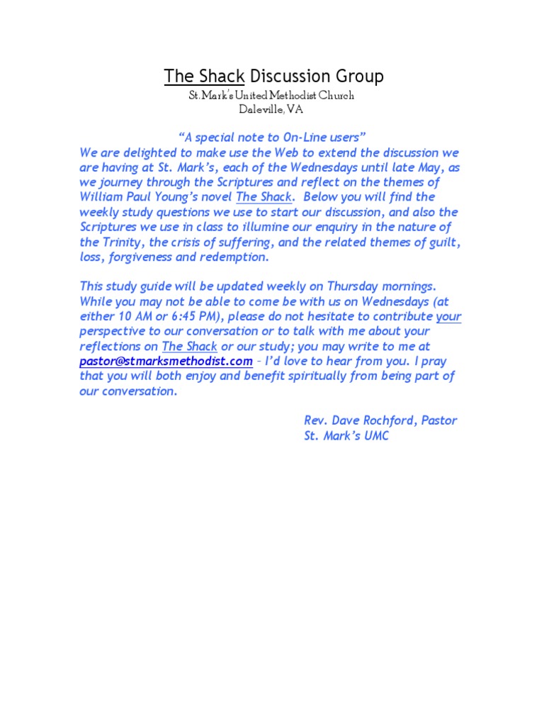 The Shack Study Guide | PDF | Trinity | Jesus