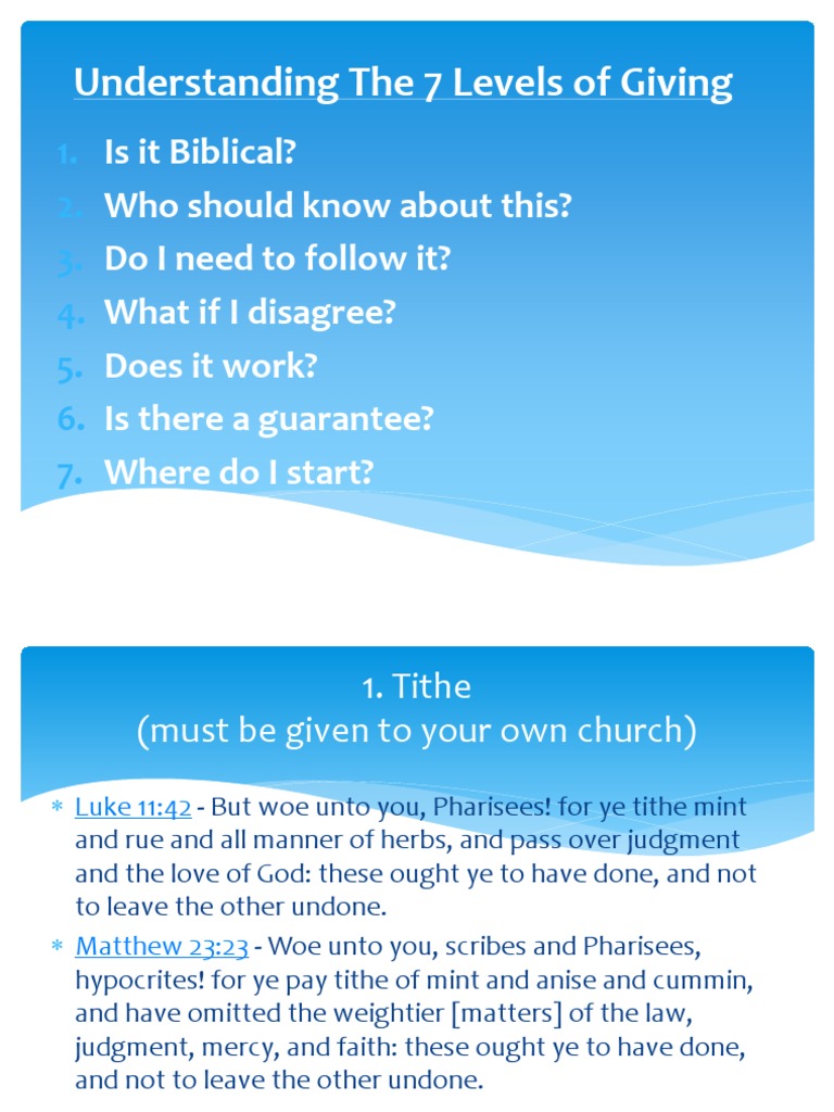 Understanding The 7 Levels of Giving | PDF | Tithe | Gospel Of Matthew
