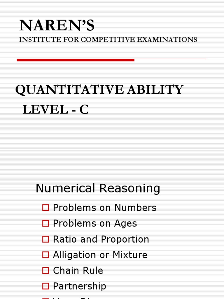 Quantitative Ability - Level C | Download Free PDF | Area | Speed