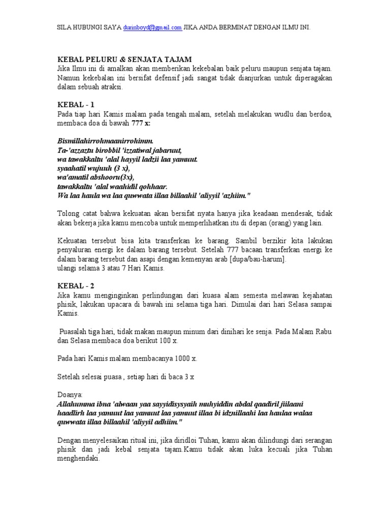 Kebal Peluru And Senjata Tajam Pdf