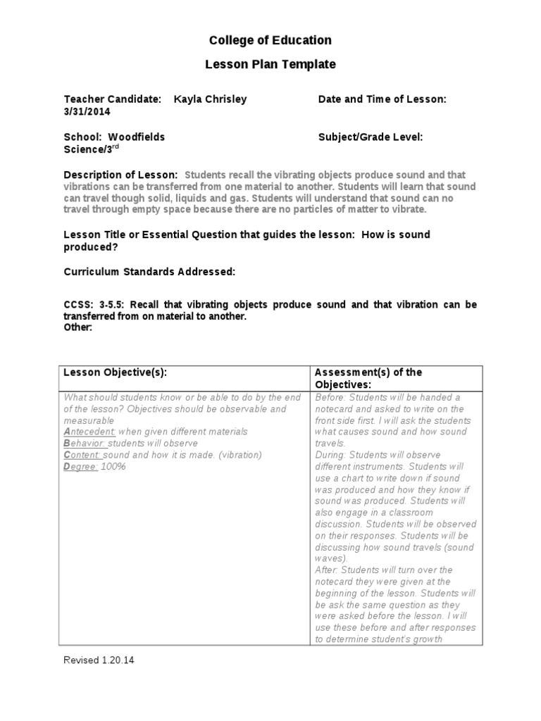 Sound - Lesson 1 | PDF | Sound | Lesson Plan