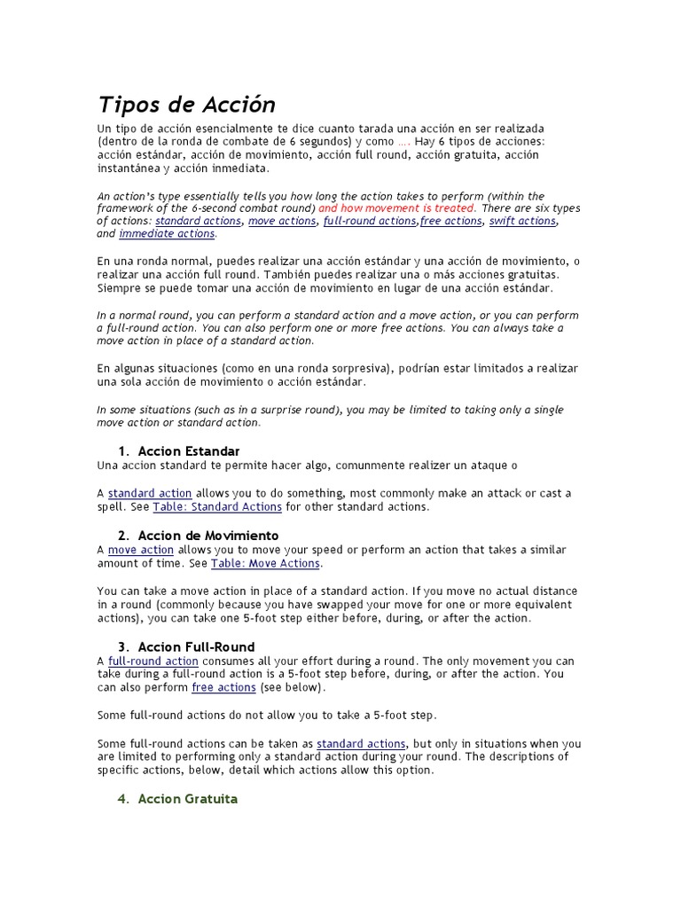 Tipos de Acción: 1. Accion Estandar | PDF