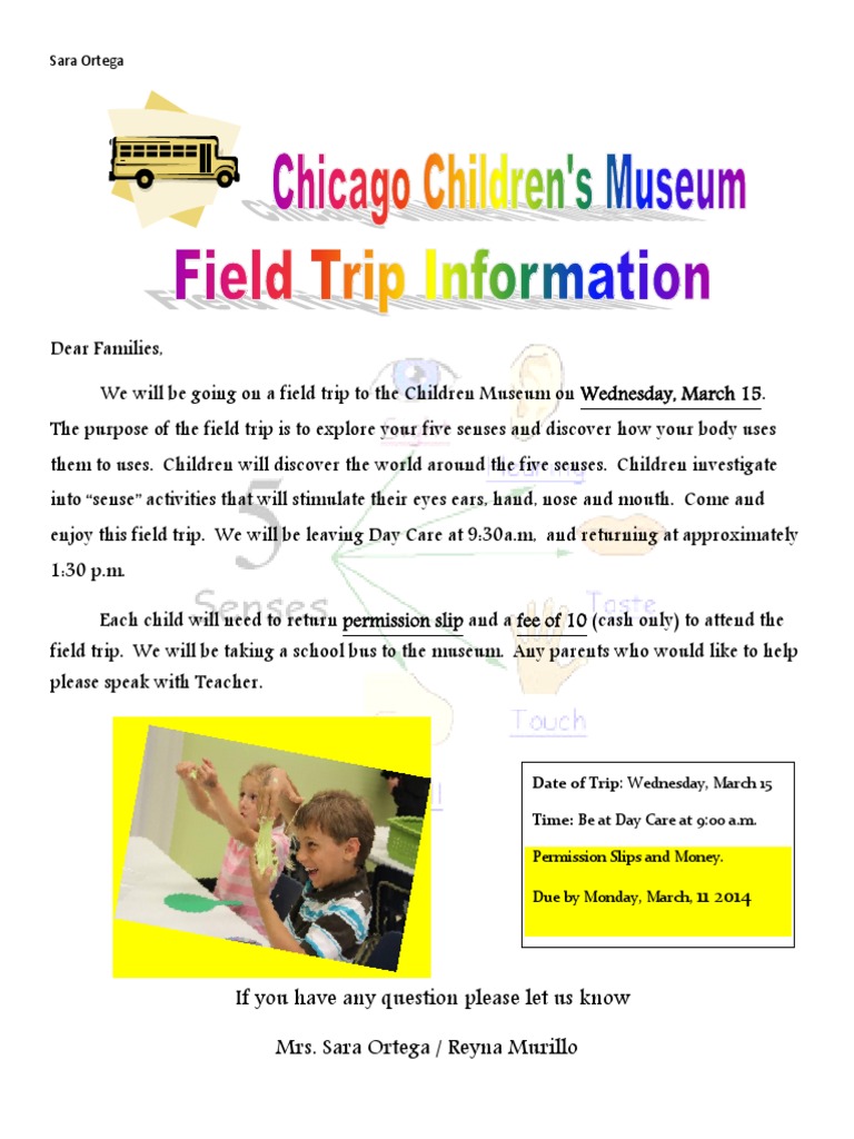 Letter To Parents Field Trip Flyer and Permissin Slip | PDF