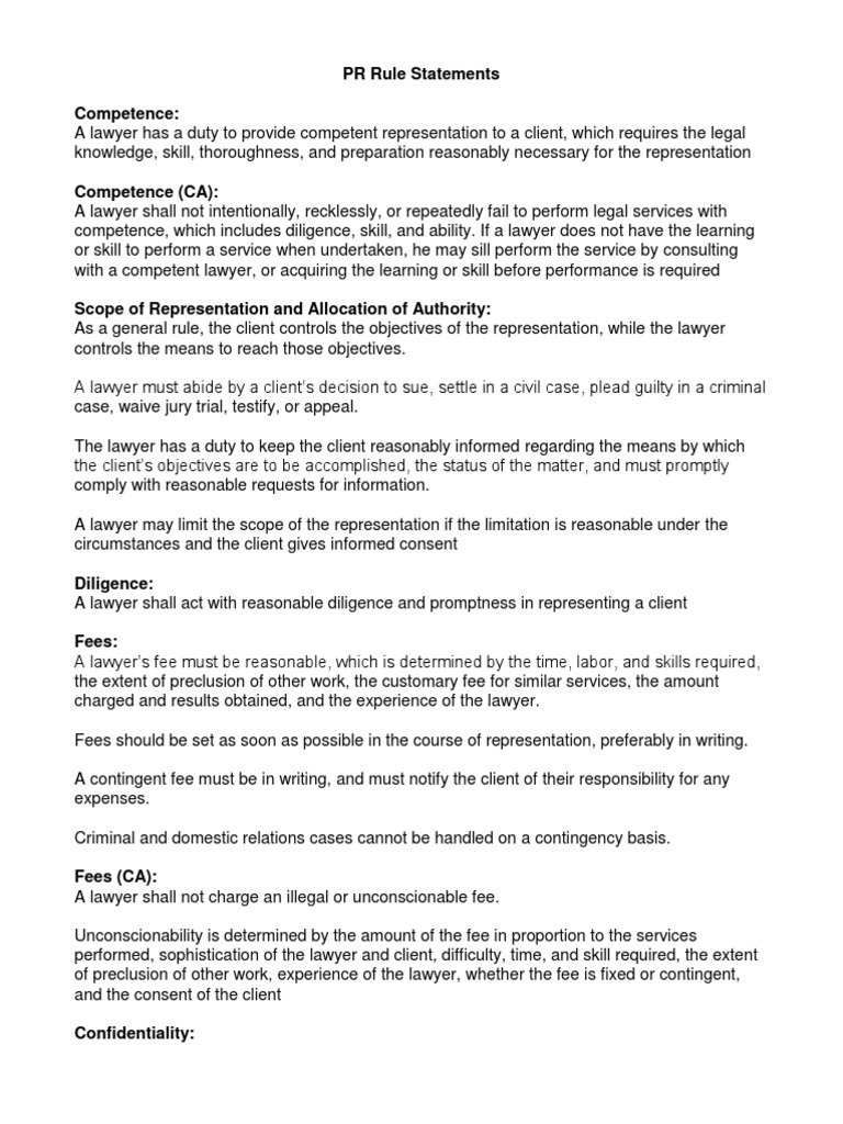 PR Rule Statements | PDF | Practice Of Law | Lawyer