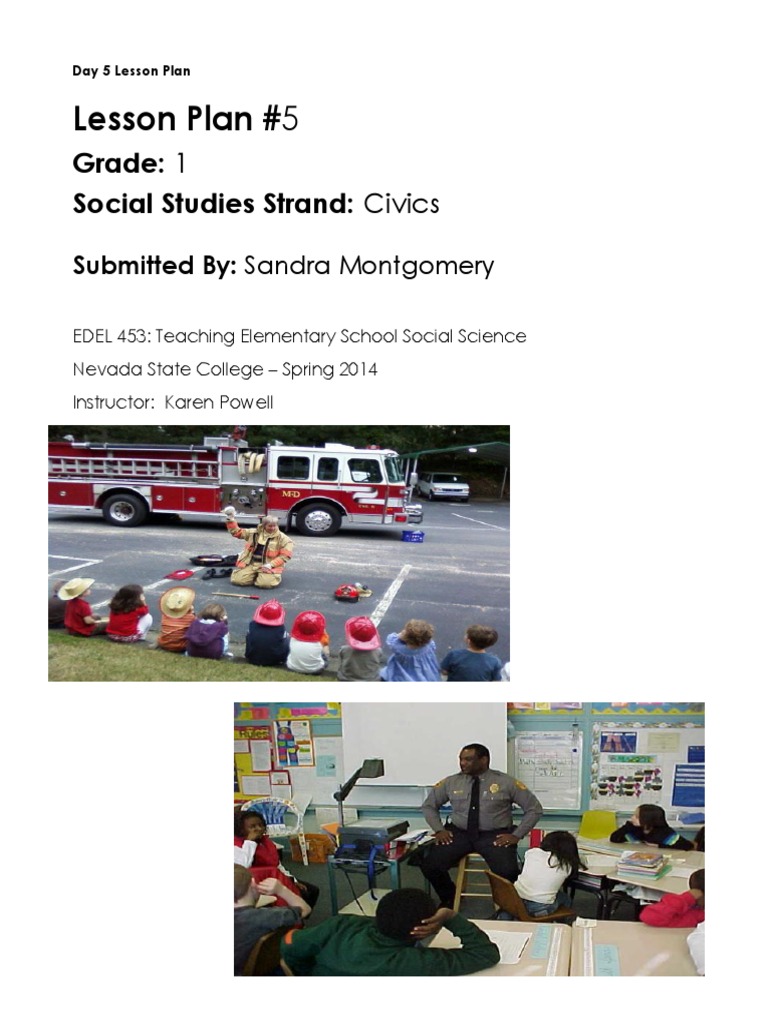 Lesson Plan #5: Grade: 1 Social Studies Strand: Civics | PDF | Lesson ...