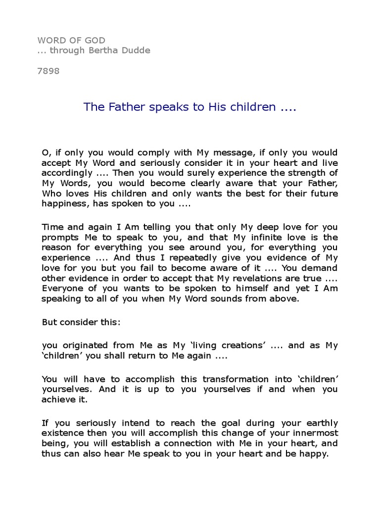 7898 The Father Speaks To His Children .... | PDF | Theology ...