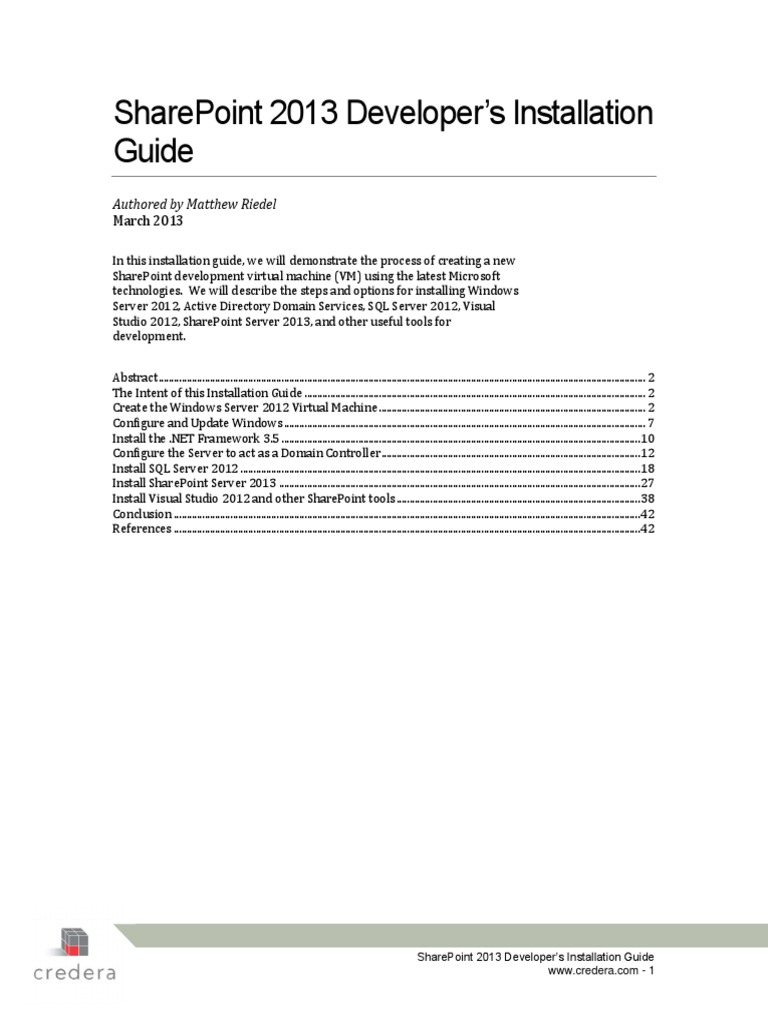 SharePoint 2013 Developer's Installation Guide by Credera | PDF | Share ...