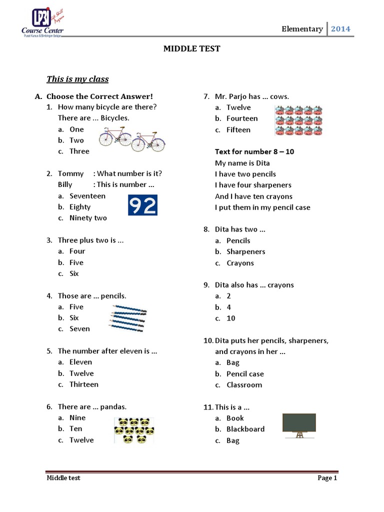 This Is My Class: Middle Test | Download Free PDF | Bathroom | Kitchen