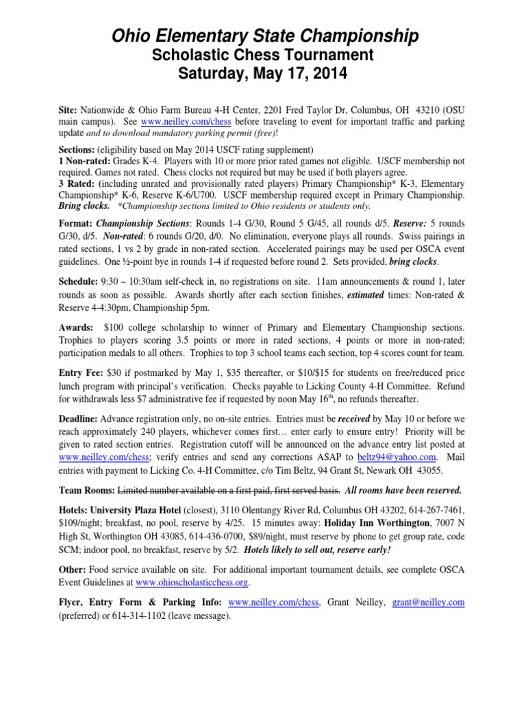 Ohio Elementary State Championship: Scholastic Chess Tournament ...