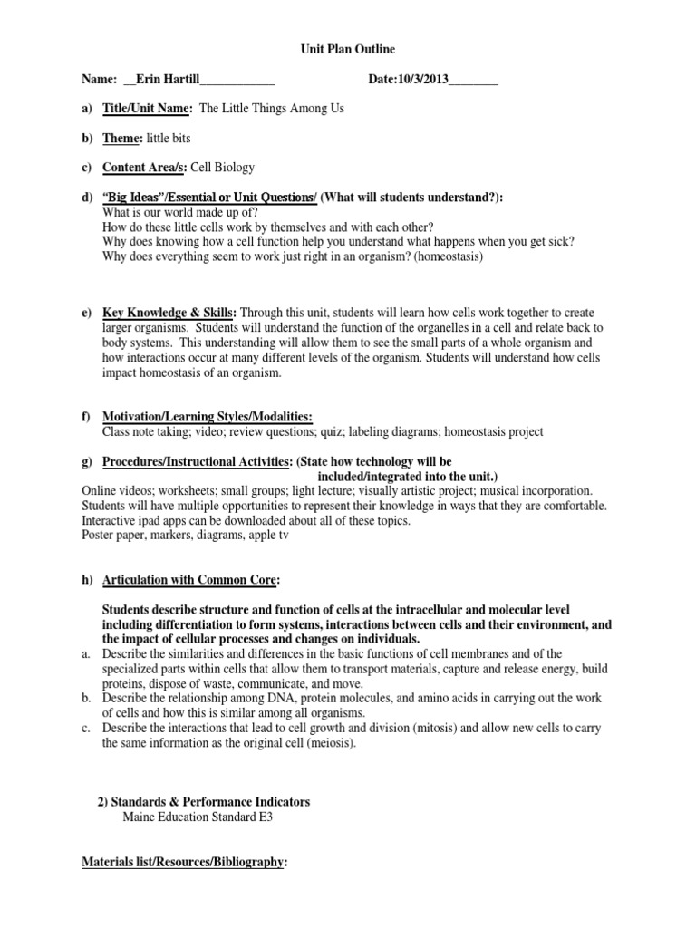 Complete Cell Unit Plan | PDF | Cell (Biology) | Organisms