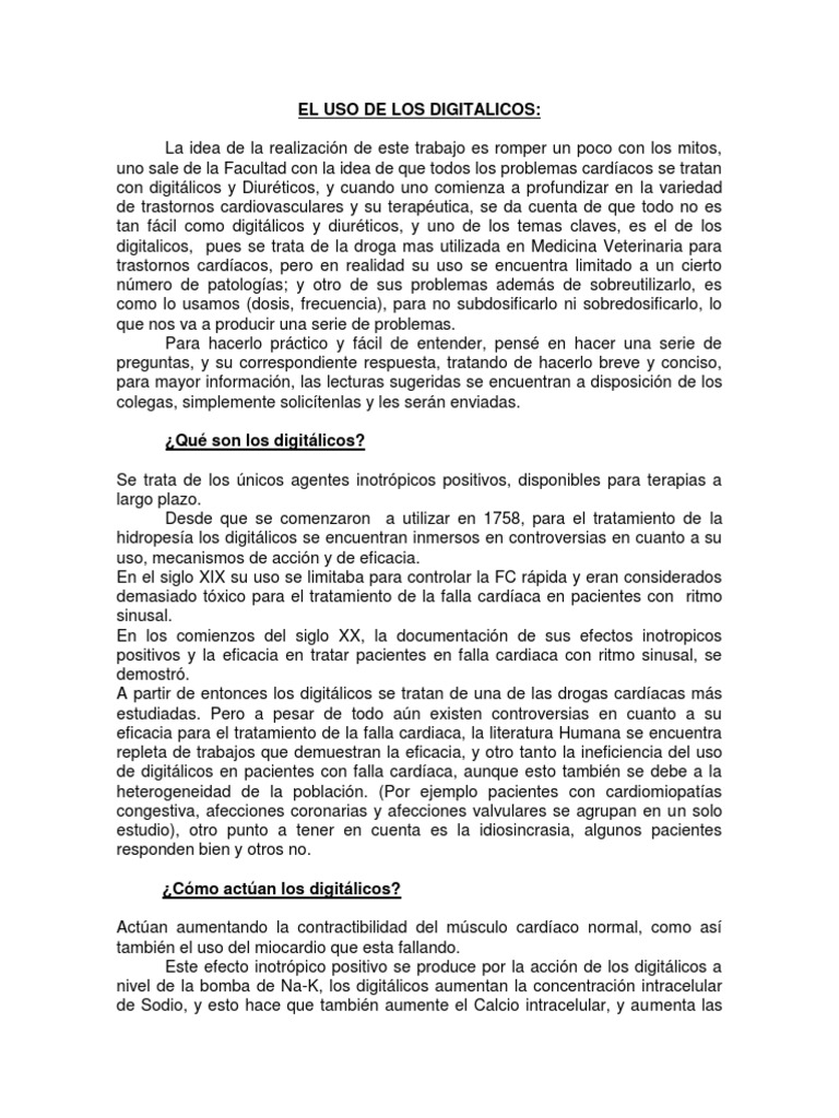 Digitalicos (Farmacologia) | PDF | Arritmia cardiaca | Medicina Interna