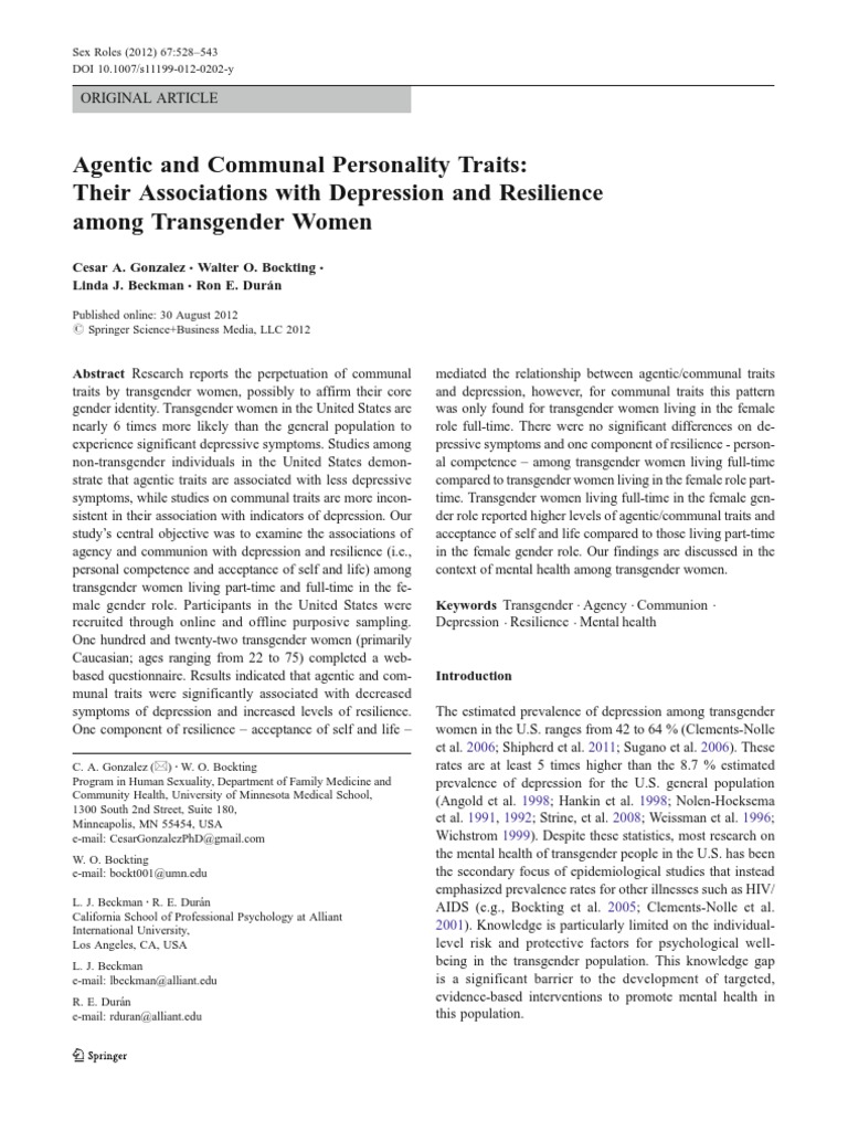 Agentic and Communal Personality Traits, Their Associations With ...