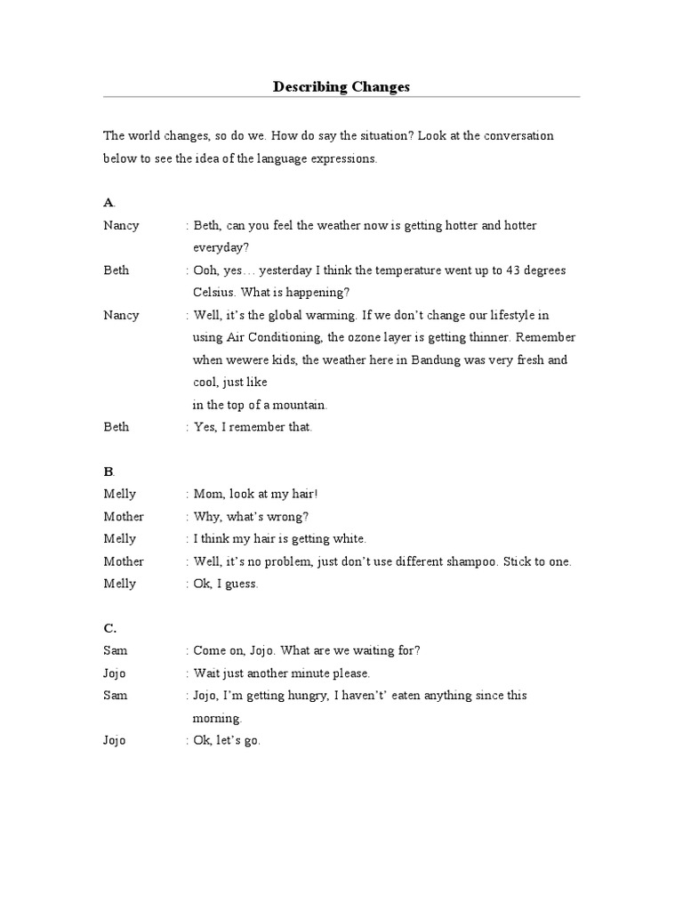 Describing Changes | PDF | Adjective | Cooking