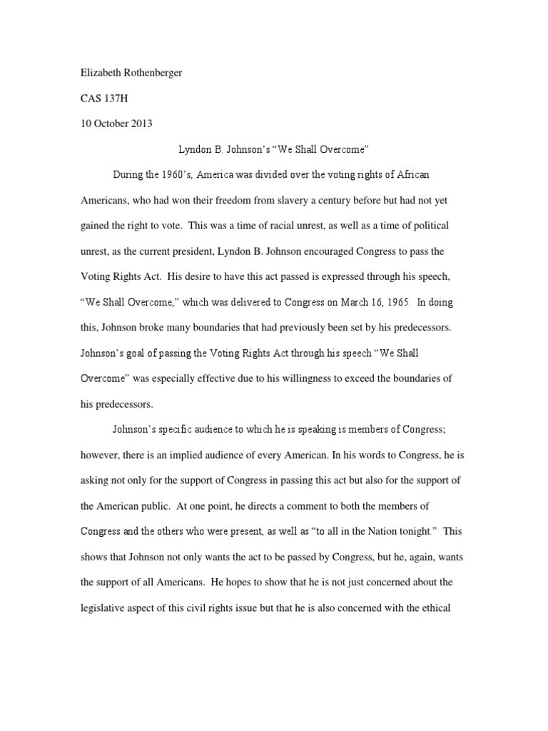 Johnson's "We Shall Overcome" Speech | PDF | United States Congress ...