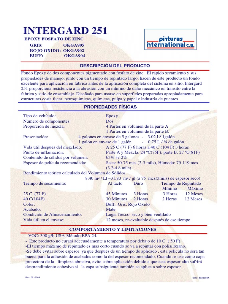 Intergard 251 PDF | PDF | Sustancias químicas | Materiales