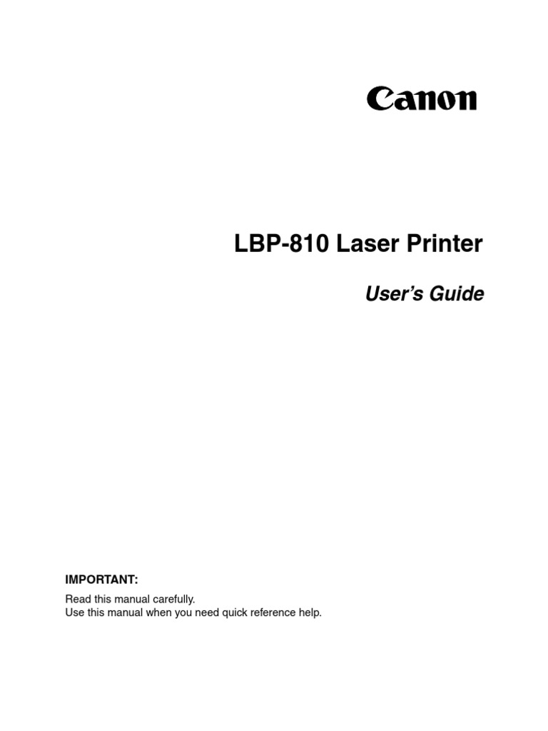 Canon LBP 810 User Guide | PDF | Envelope | Electromagnetic Interference